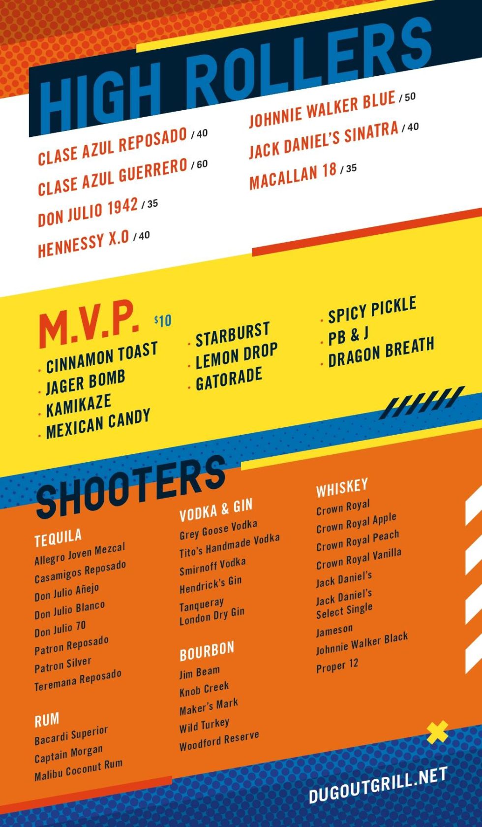 Menu | Dugout Bar & Grill