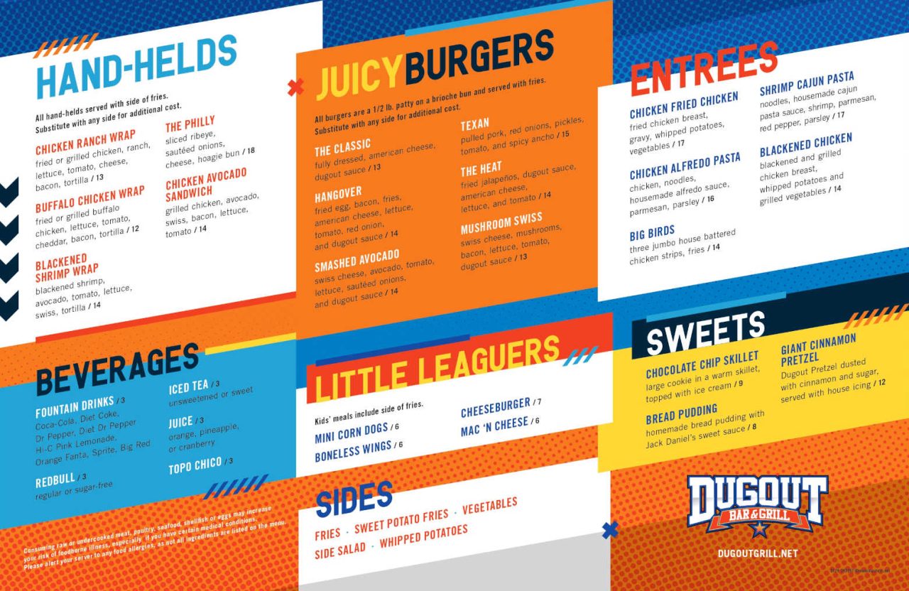 Menu | Dugout Bar & Grill